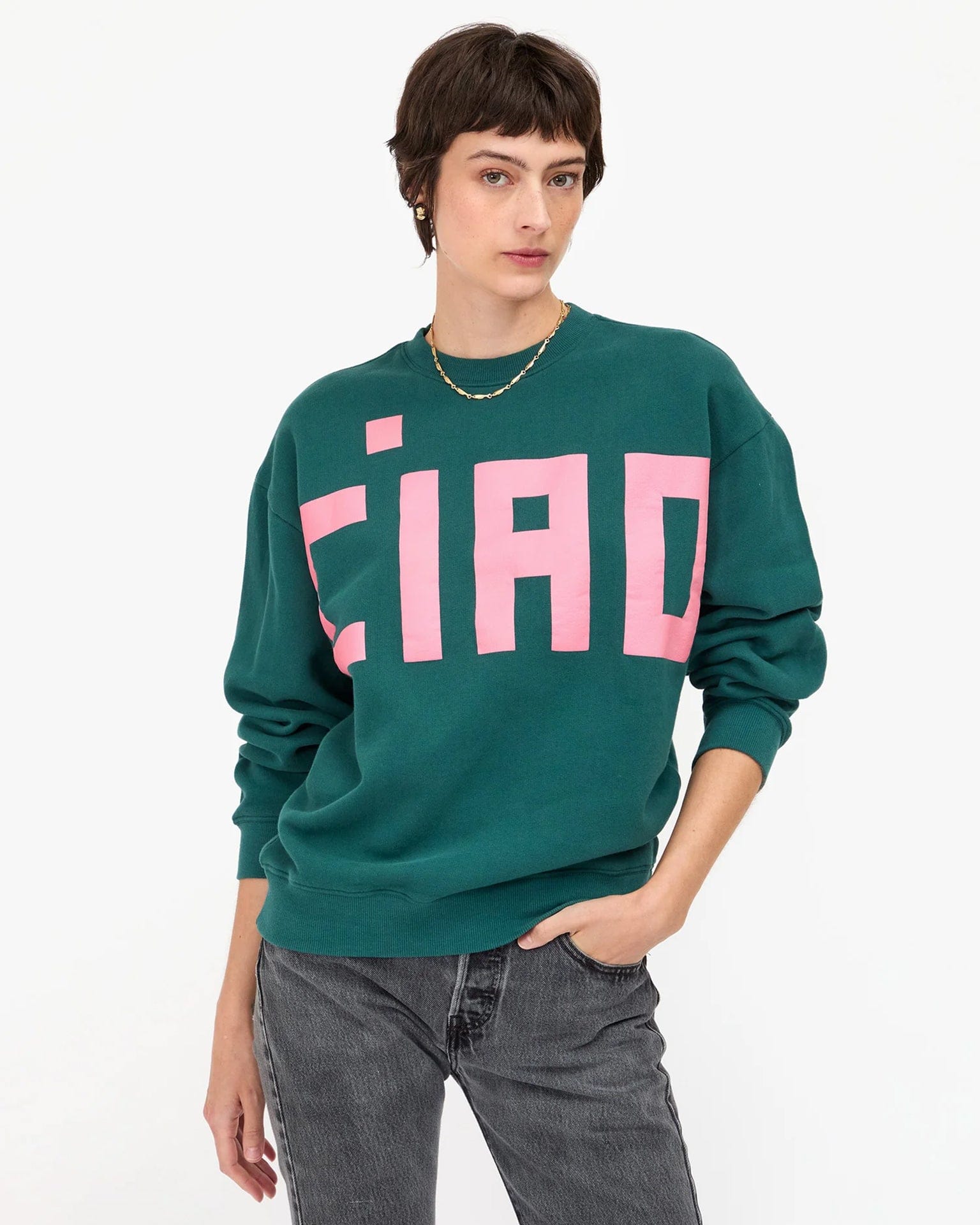 Grand Block Ciao Oversized Sweatshirt in Deep Pine – Bliss Boutiques