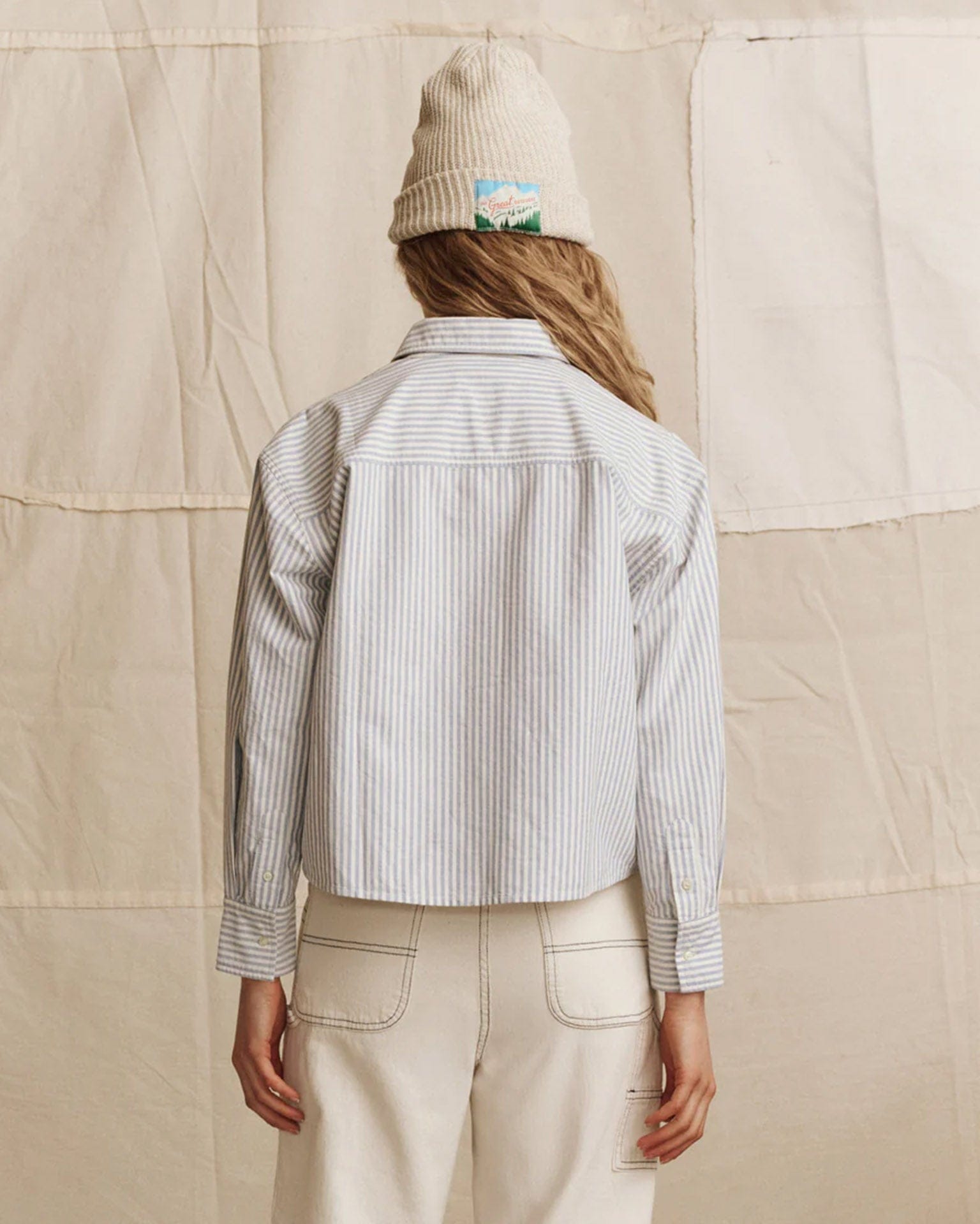 The Cropped Oxford Shirt in Soft Blue Stripe – Bliss Boutiques