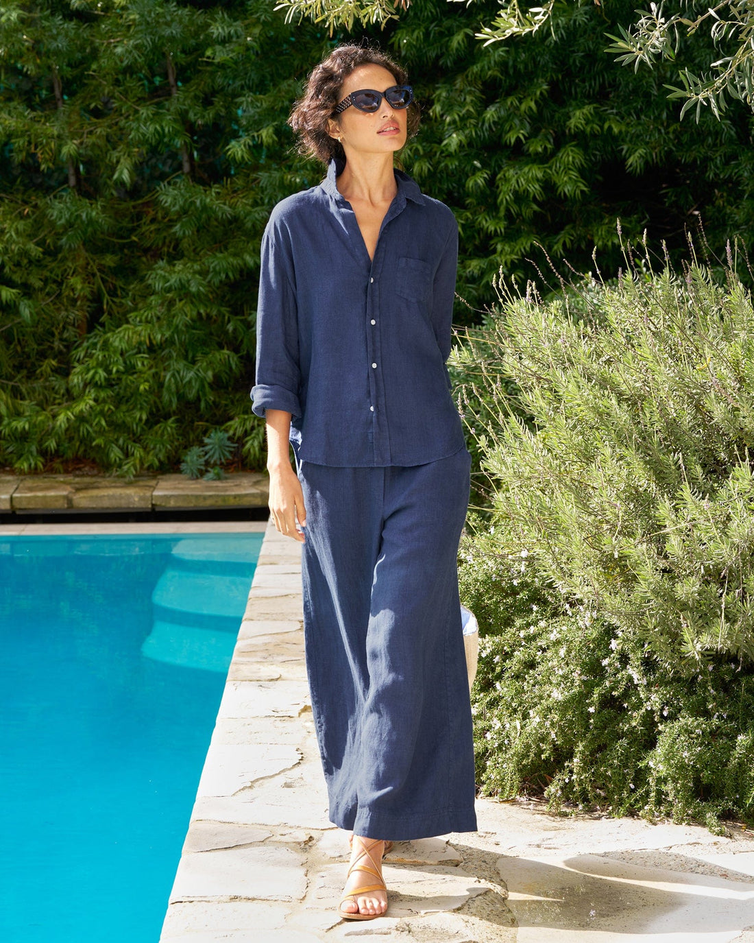 Frank & Eileen Tuscany Linen Set in Navy - Bliss Boutiques