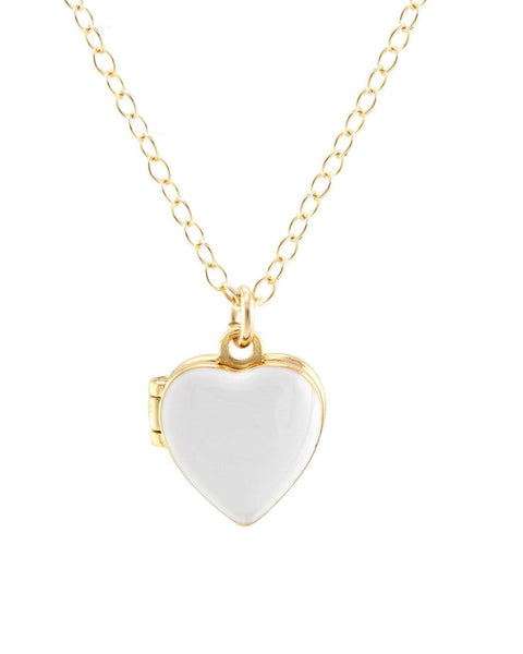 Heart Enamel Locket in White – Bliss Boutiques